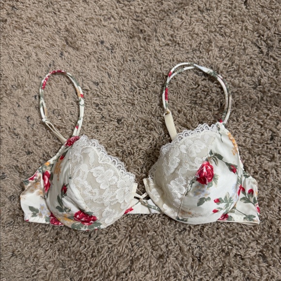 Vintage | Intimates & Sleepwear | Vintage Satin Floral Lace Trim Bra ...